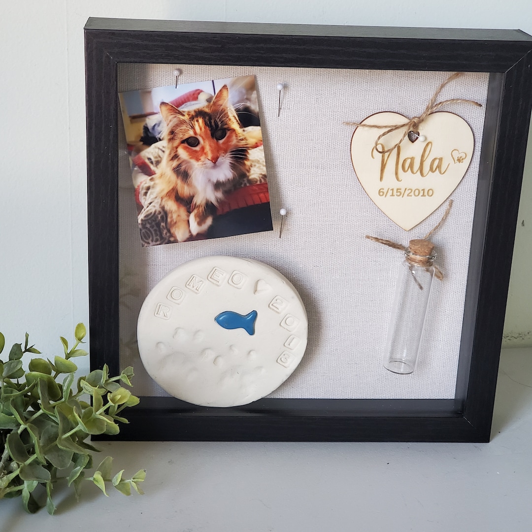 Cat Memorial Shadowbox, Pet Memorial, Pet Fur Keepsake, Dog Memorial ...