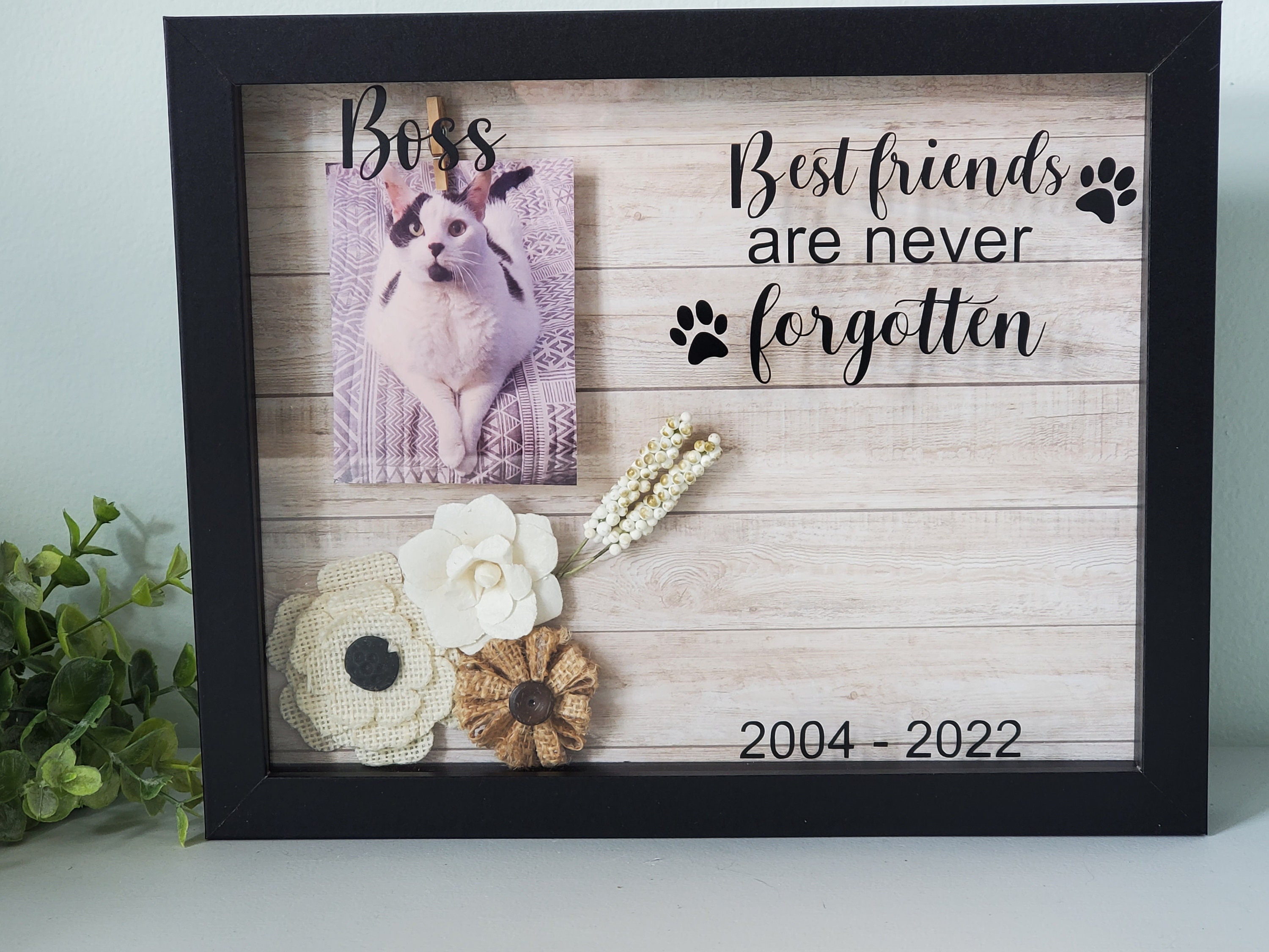 Pet Memorial Frame, Dog Memorial, Pet Memorial Gift, Paw Print Shadow ...
