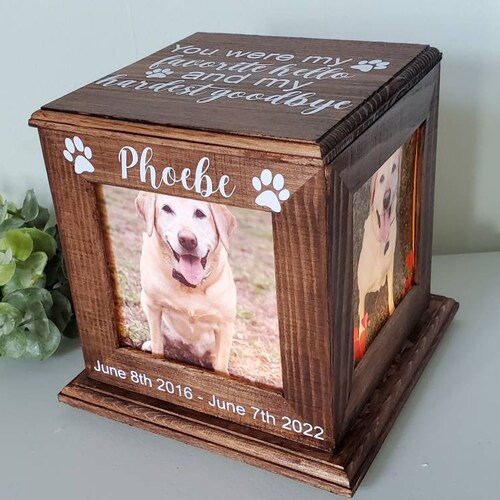Lighted Large Pet Urn for Dogs With Photo Pet Memorial Urn - Etsy