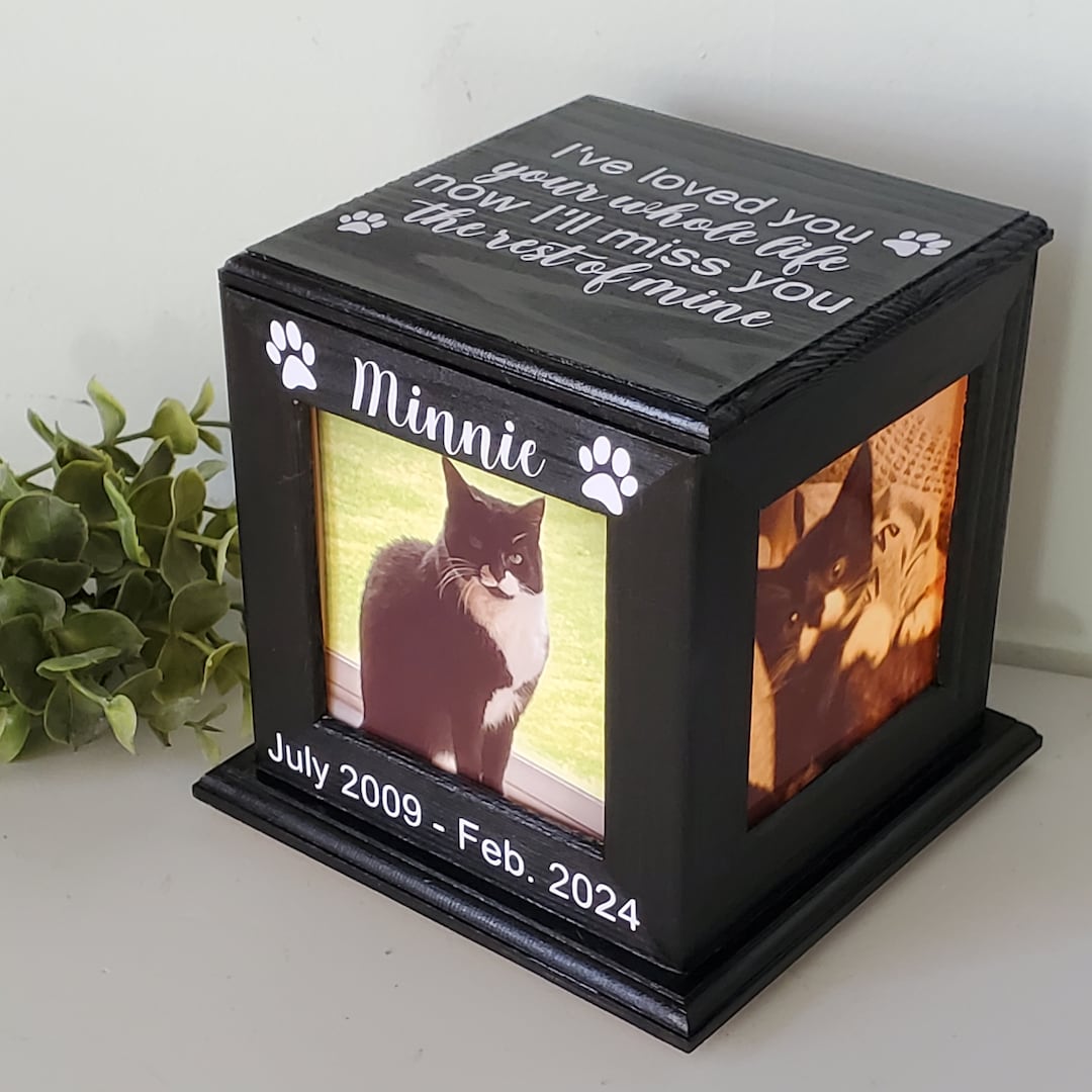 Custom Urn for Cats With Photo, Dog Urn With Photo, Pet Memorial Box ...