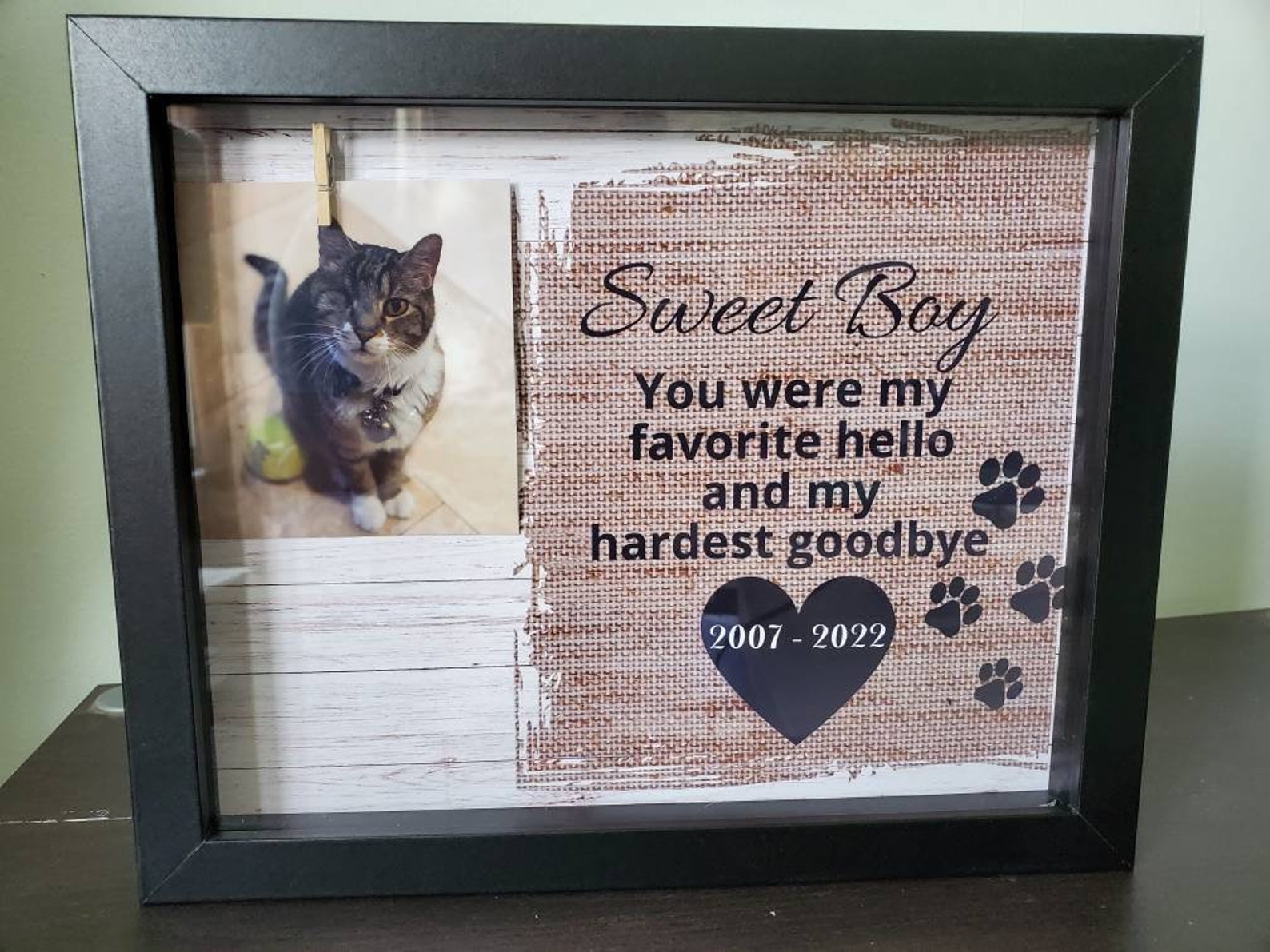 Pet Memorial Shadowbox Dog Memorial Cat Memorial Loss of | Etsy