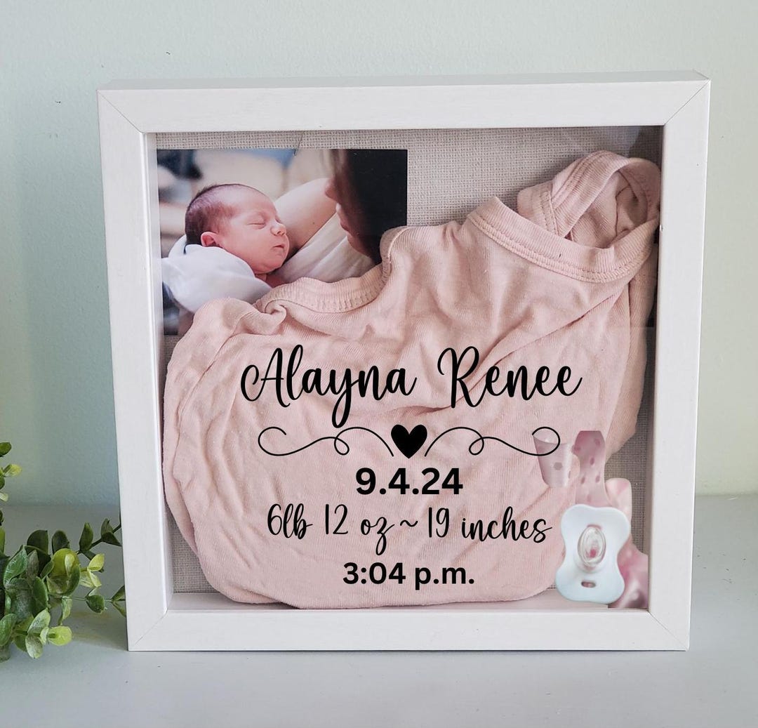 Baby Shadowbox, Birth Stats Shadowbox, Newborn Gift, Gift for New Baby ...