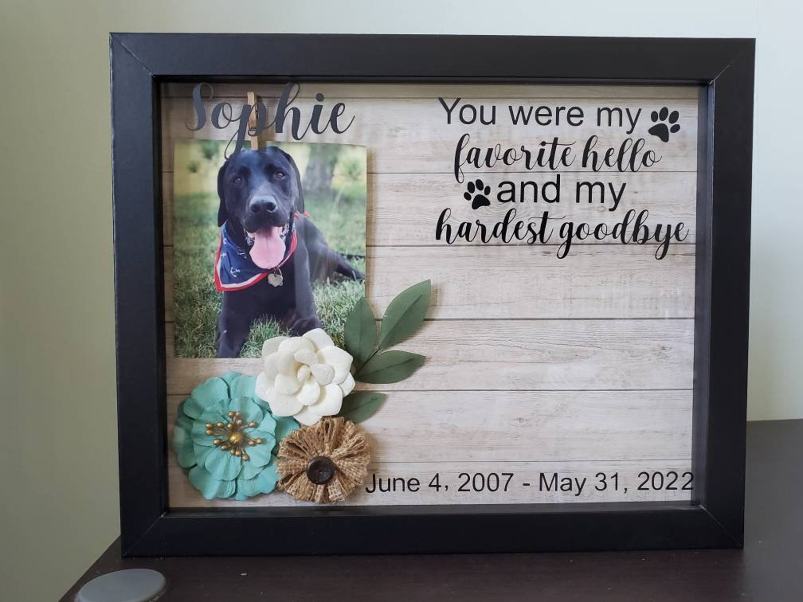 Pet Memorial, Pet Memorial Shadowbox, Dog Memorial , Cat Memorial, Loss ...