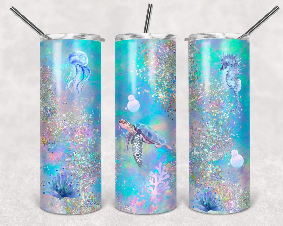 Sea Turtle Tumbler Wrap Glitter Sea Turtle Tumbler Digital - Etsy