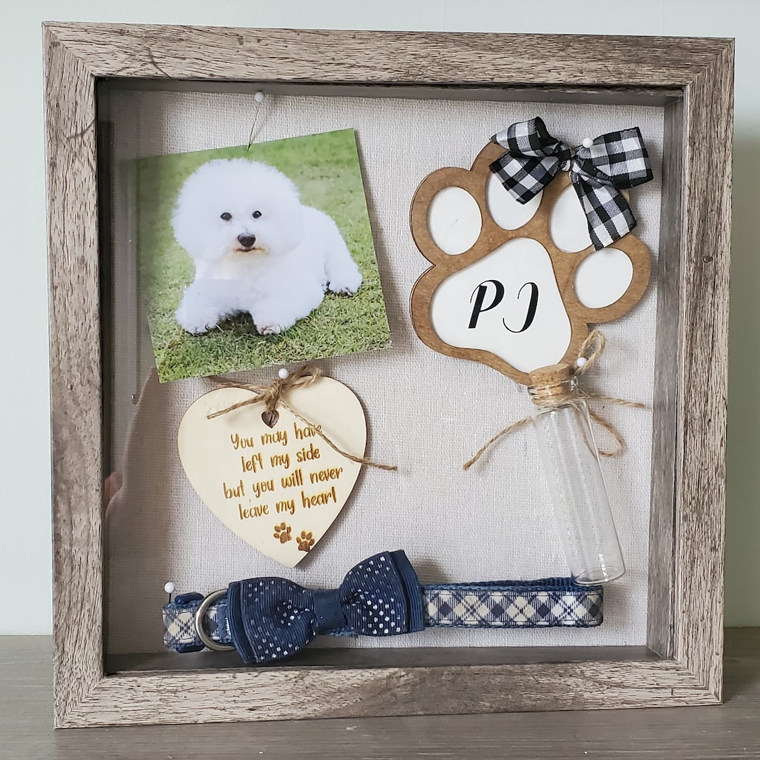 Pet Memorial Shadowbox Frame for Pawprint, Pet Memorial Gift, Dog ...
