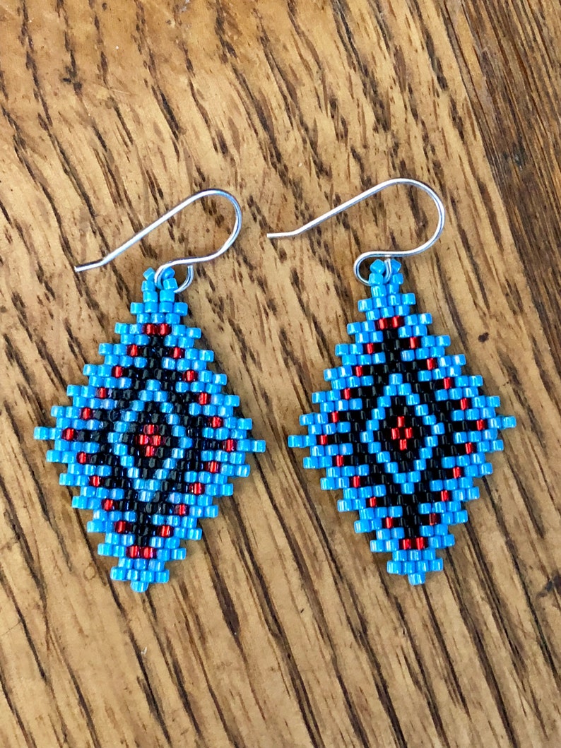 Diamond Shaped Native American Beaded Earrings - Etsy