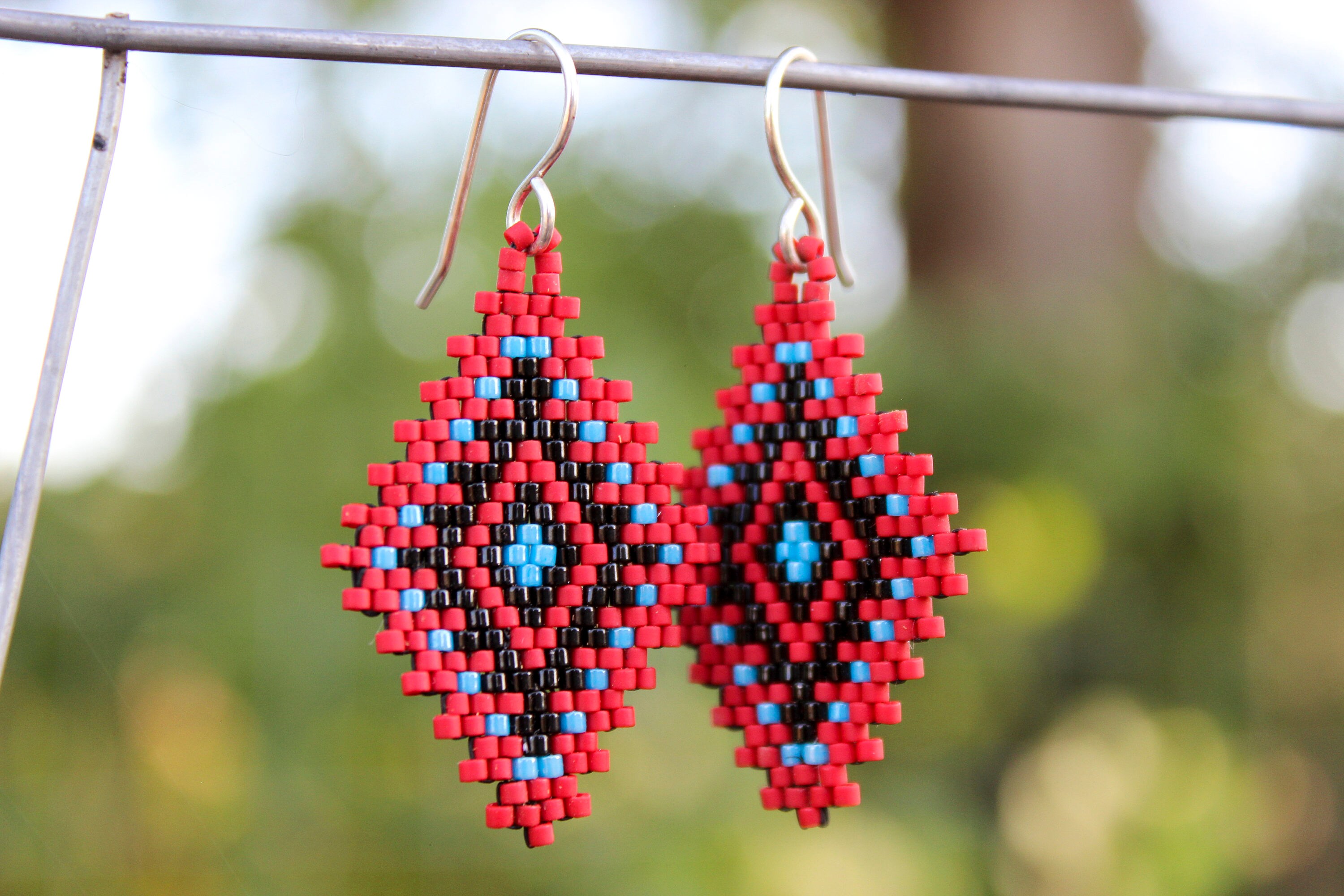 Diamond Shaped Native American Beaded Earrings | Etsy
