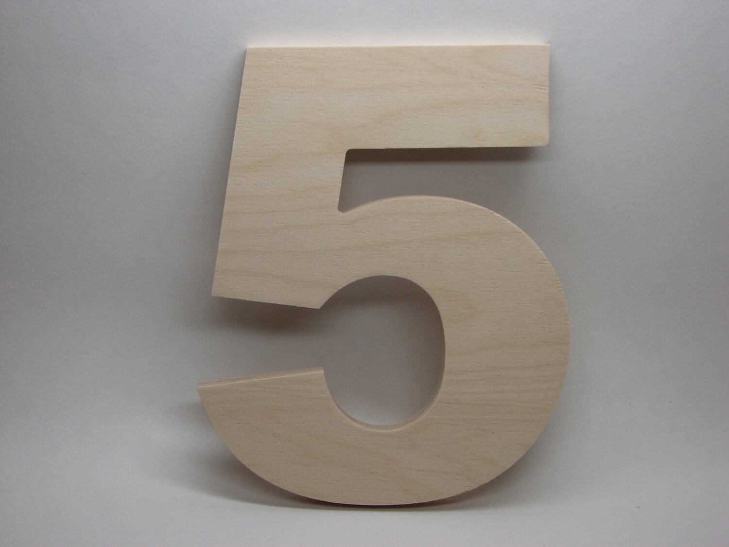 8" Wooden Number 5 - Arial Font | Unfinished Baltic Birch Wood Craft ...
