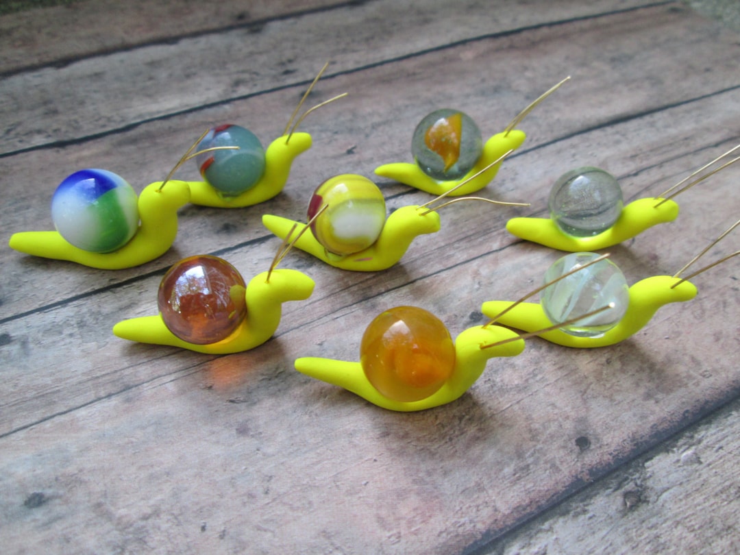 Set of 3 - Miniature Marble Snails - Assorted Fairy Garden Snails in ...