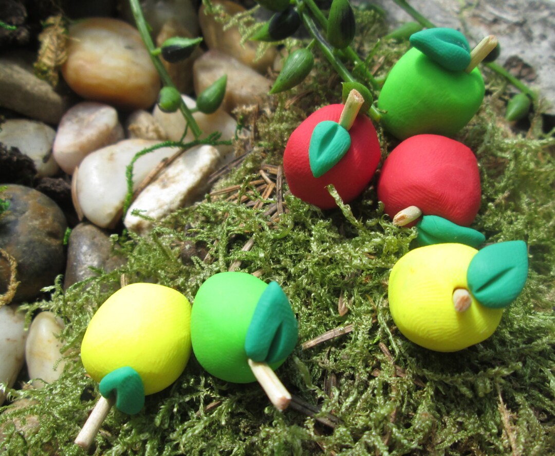 Set of 3 Miniature Fairy Garden Apples - Red, Yellow and Green - Etsy