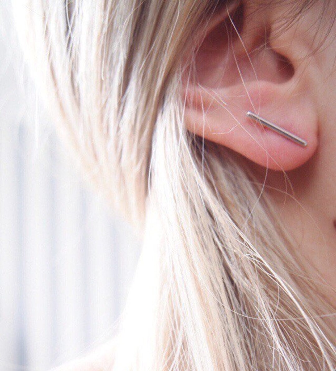 Boucles d'oreilles trait ou barre argent 925, mono boucle ou paire de ...