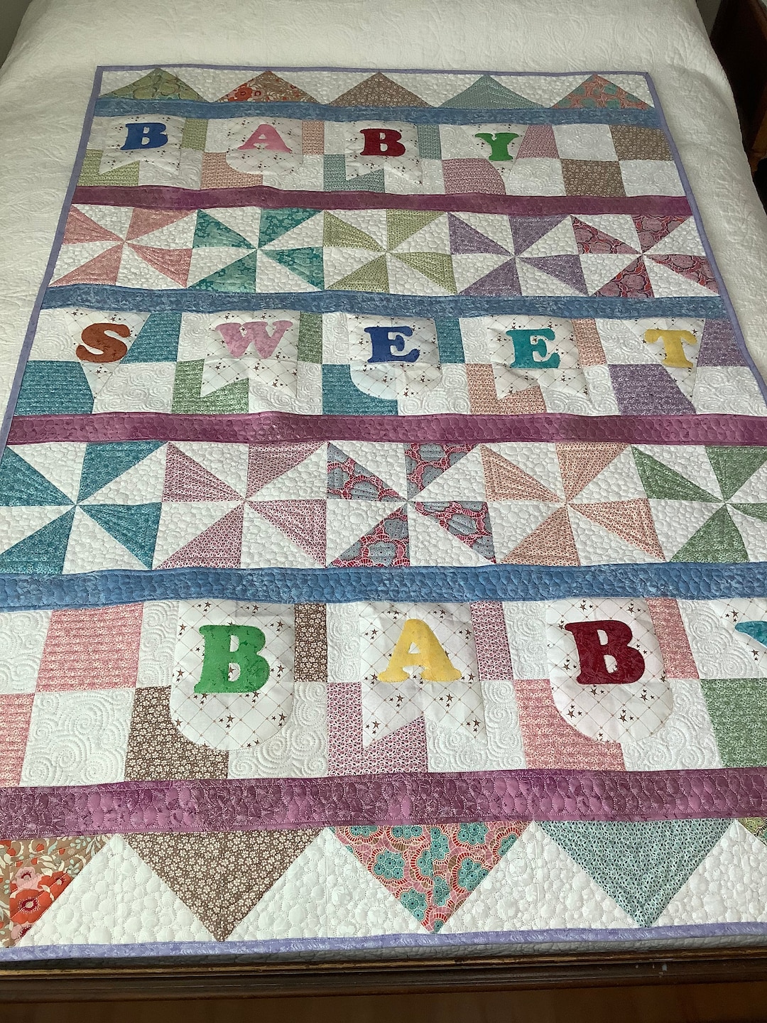 Baby Sweet Baby Quilt or Wall Hanging in Lovely Pastel Colors , Custom ...