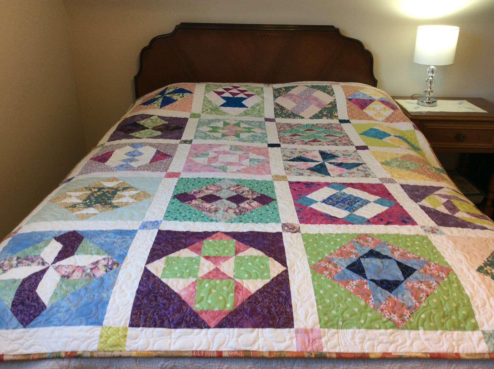 Scrappy Sampler Quilt in Bright Spring Colours Twin Size Bed - Etsy