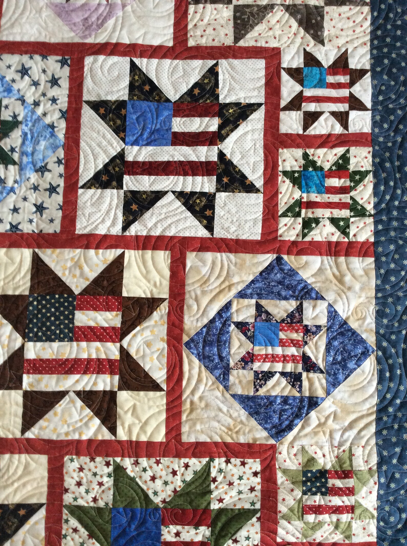 Americana Stars and Stripes Sampler Large Lap Quilt Blue Red | Etsy