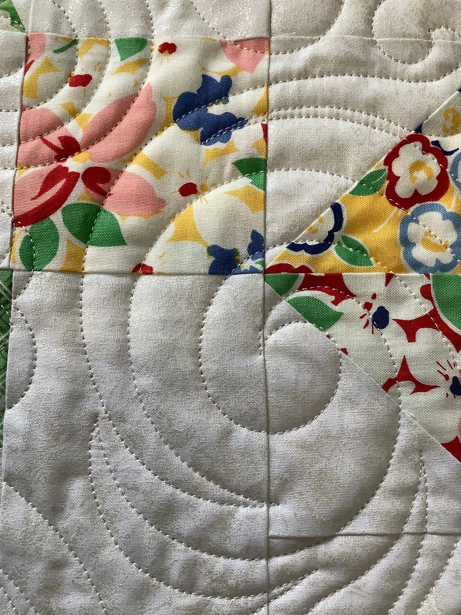 Quilted Bed Runner or Table Runner in Red Green Blue and White - Etsy