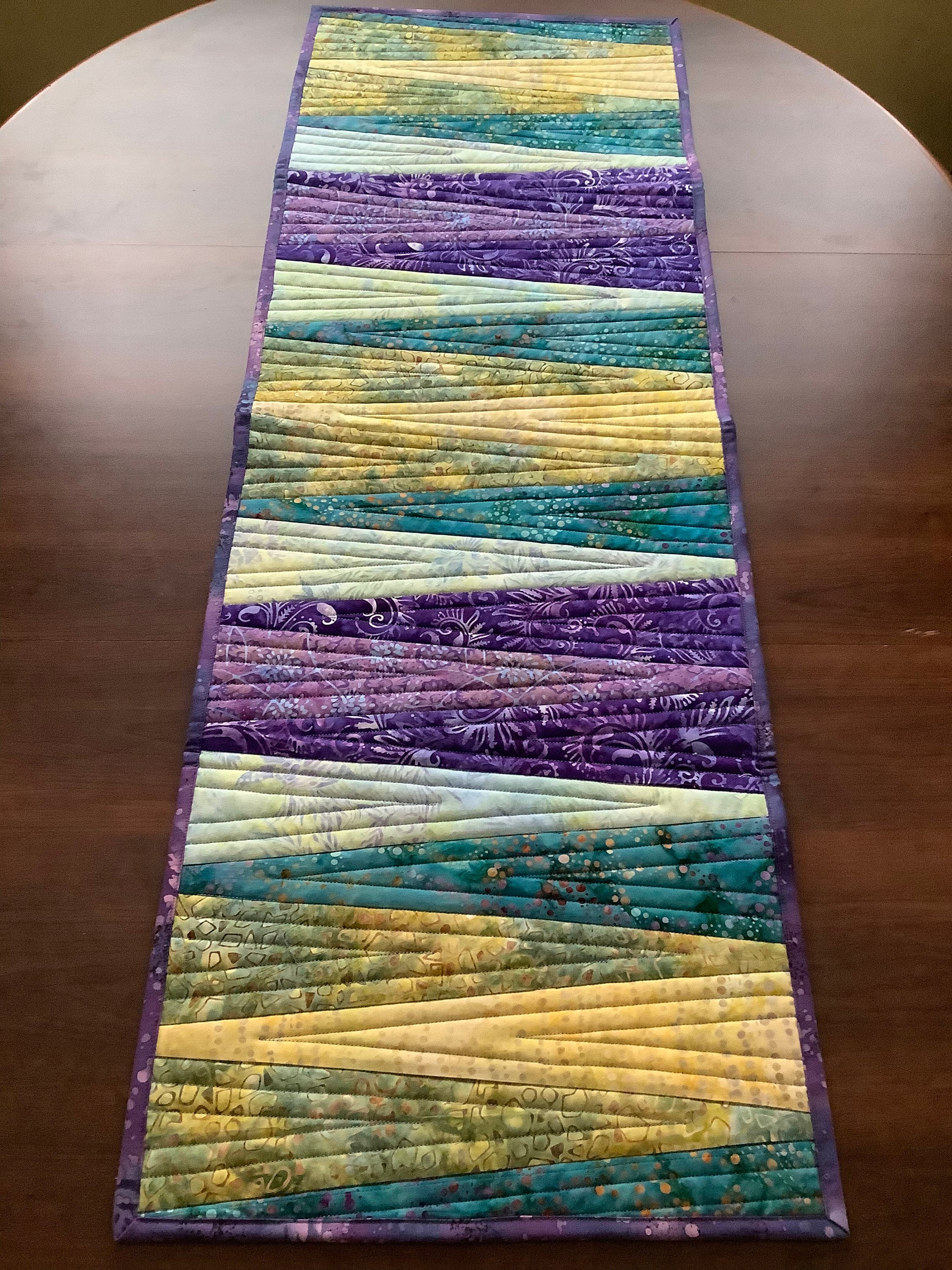 Colorful Batik Table Runner in Greens Golds and Purples - Etsy