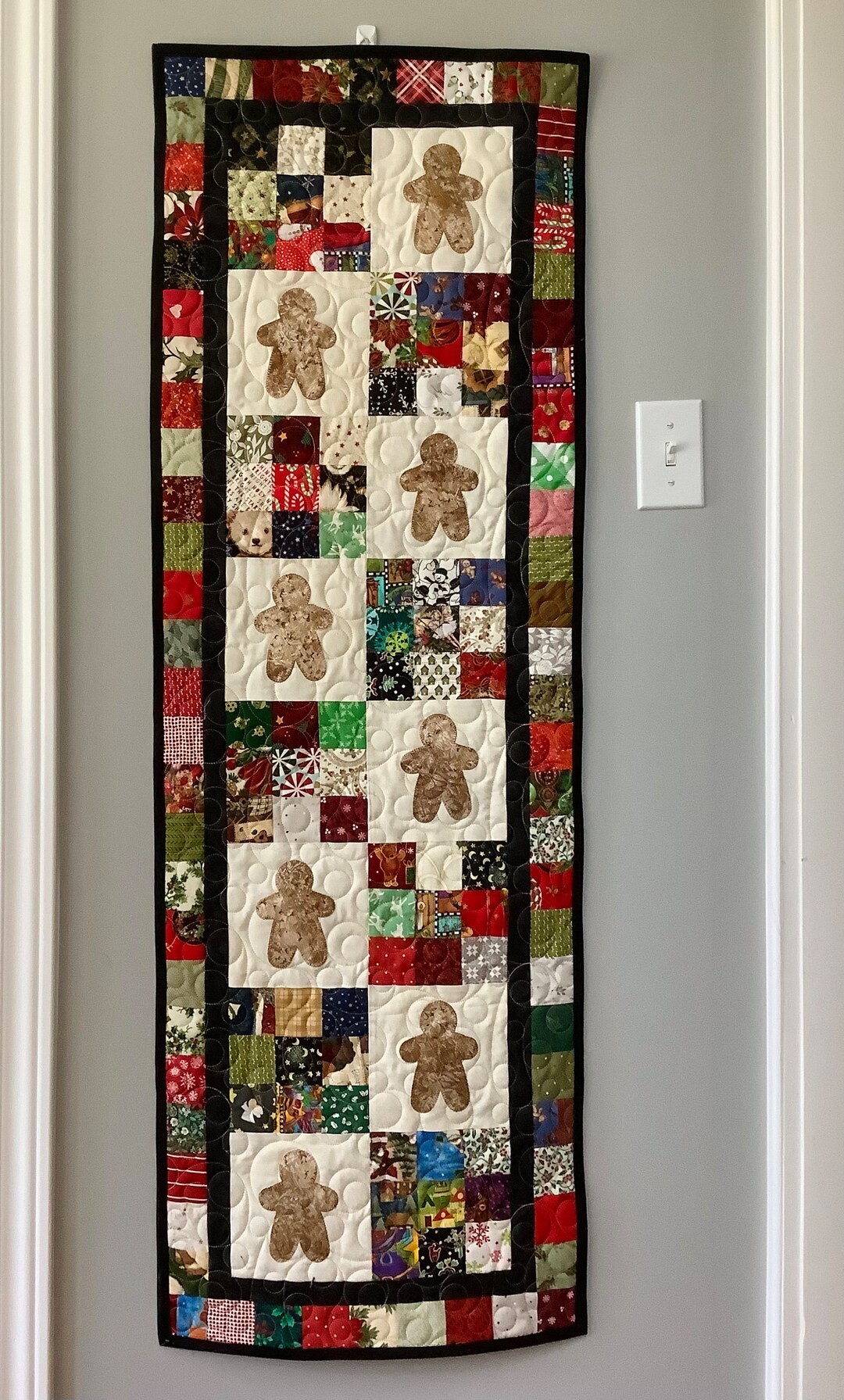 Quilted Gingerbread Man Table Runner or Wall Hanging in Fabulous ...