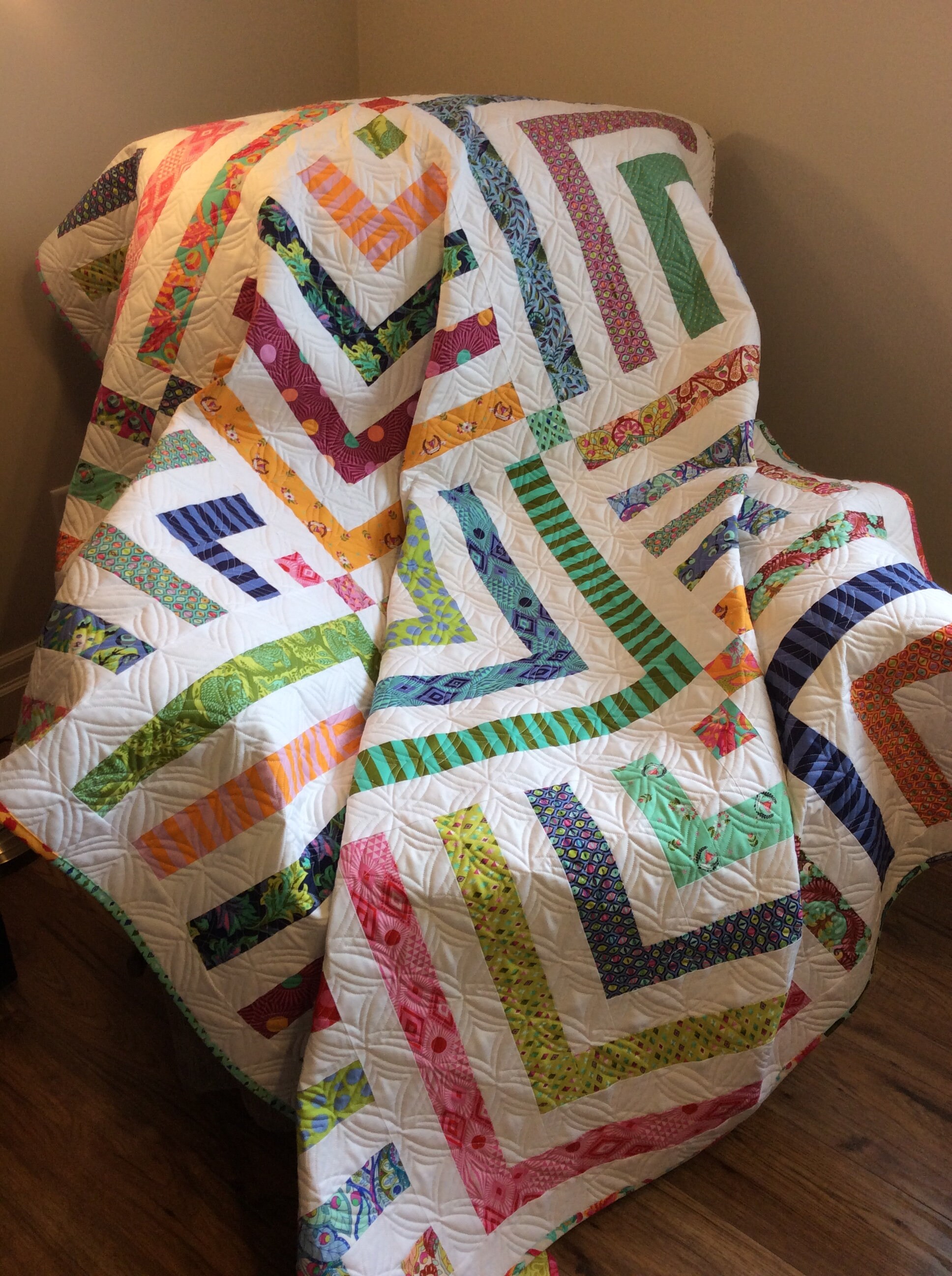 Modern Twin Bed Quilt Handmade Green Blue Pink White Yellow - Etsy