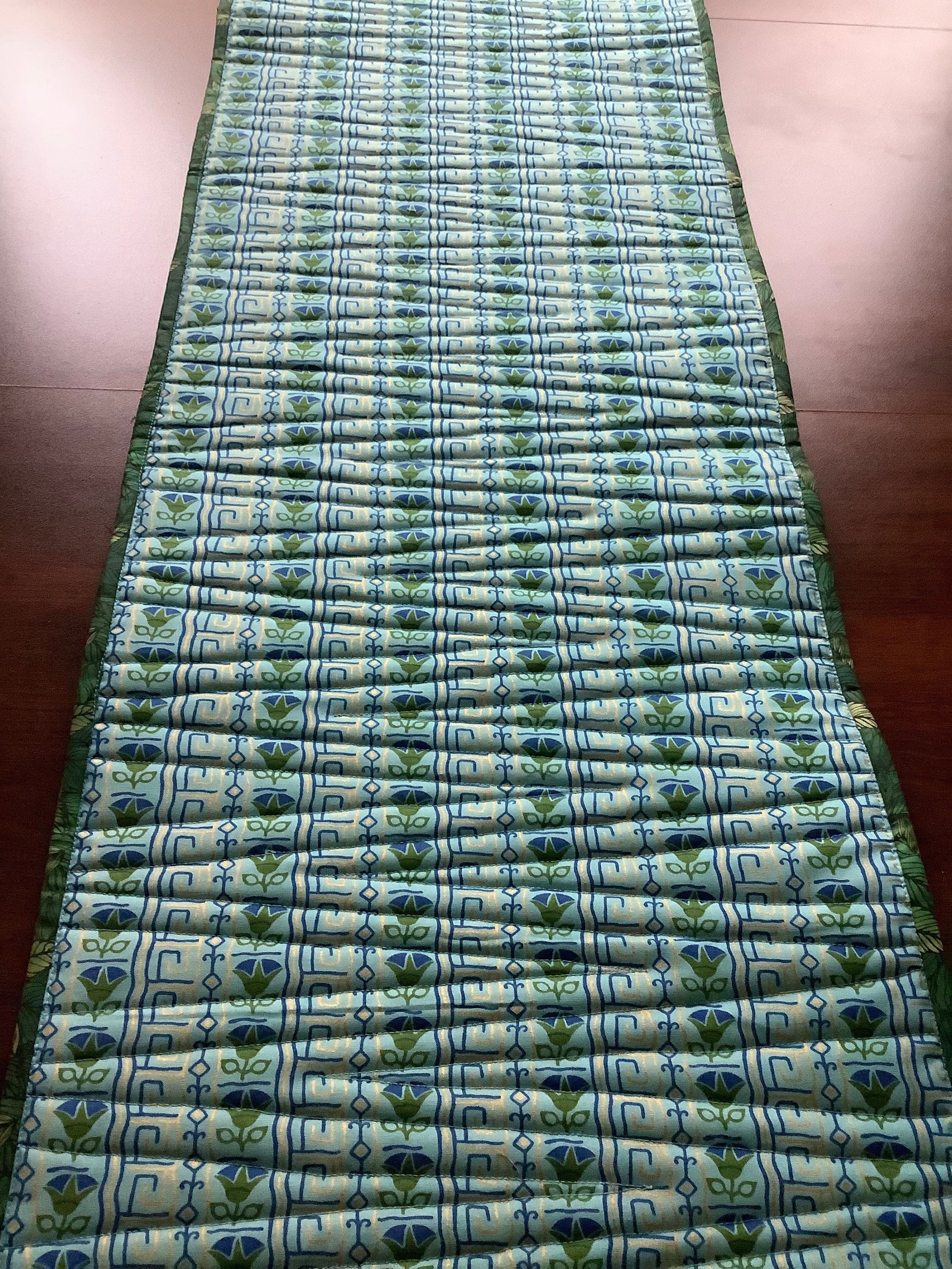 St Patricks Day Modern Shamrock Themed Quilted Table Runner in Green ...