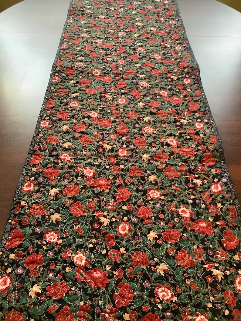 Quilted Christmas Table Runner, Extra Long Holiday Table Topper, Xmas ...