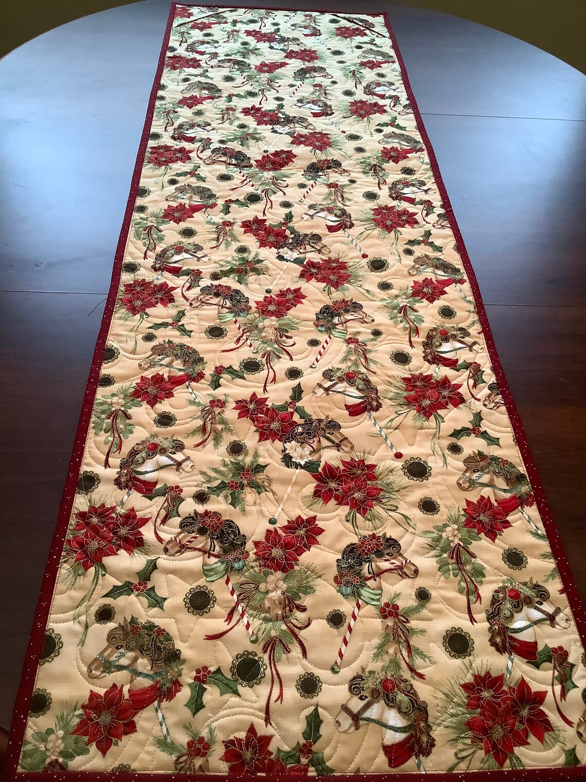Christmas Tree Quilted Table Runner or Wall Hanging in Red - Etsy