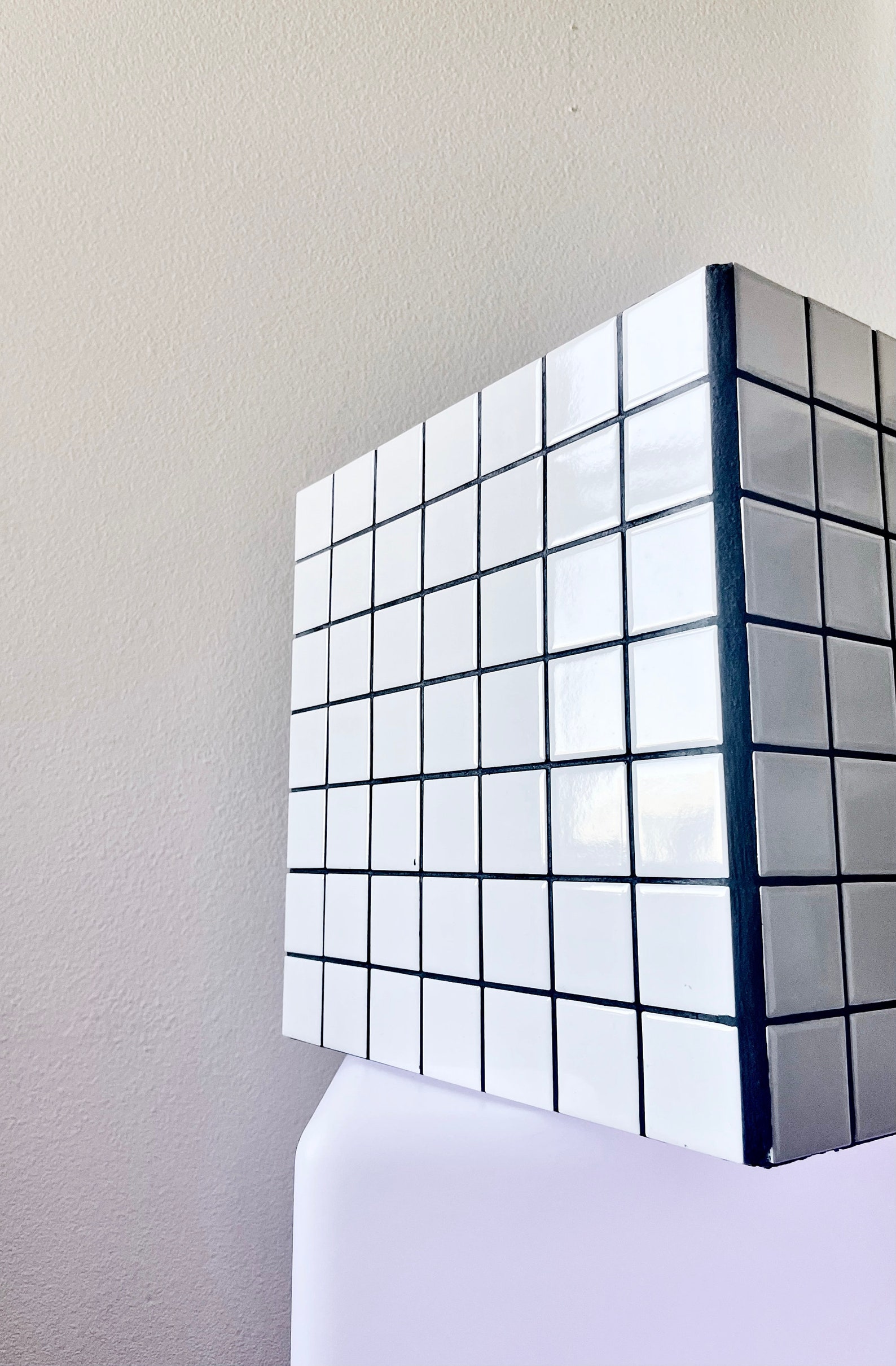White Checkered Tile Bin White Tile Cube White Tile Bin - Etsy