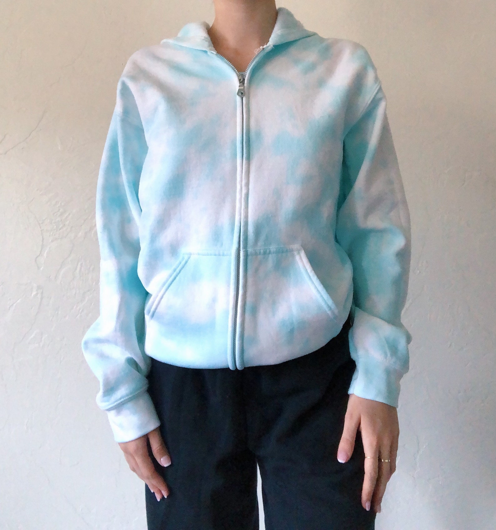 Cloud Zip Up Hoodie Blue Tie Dye Sweatshirt Zip Up Tie Dye Etsy