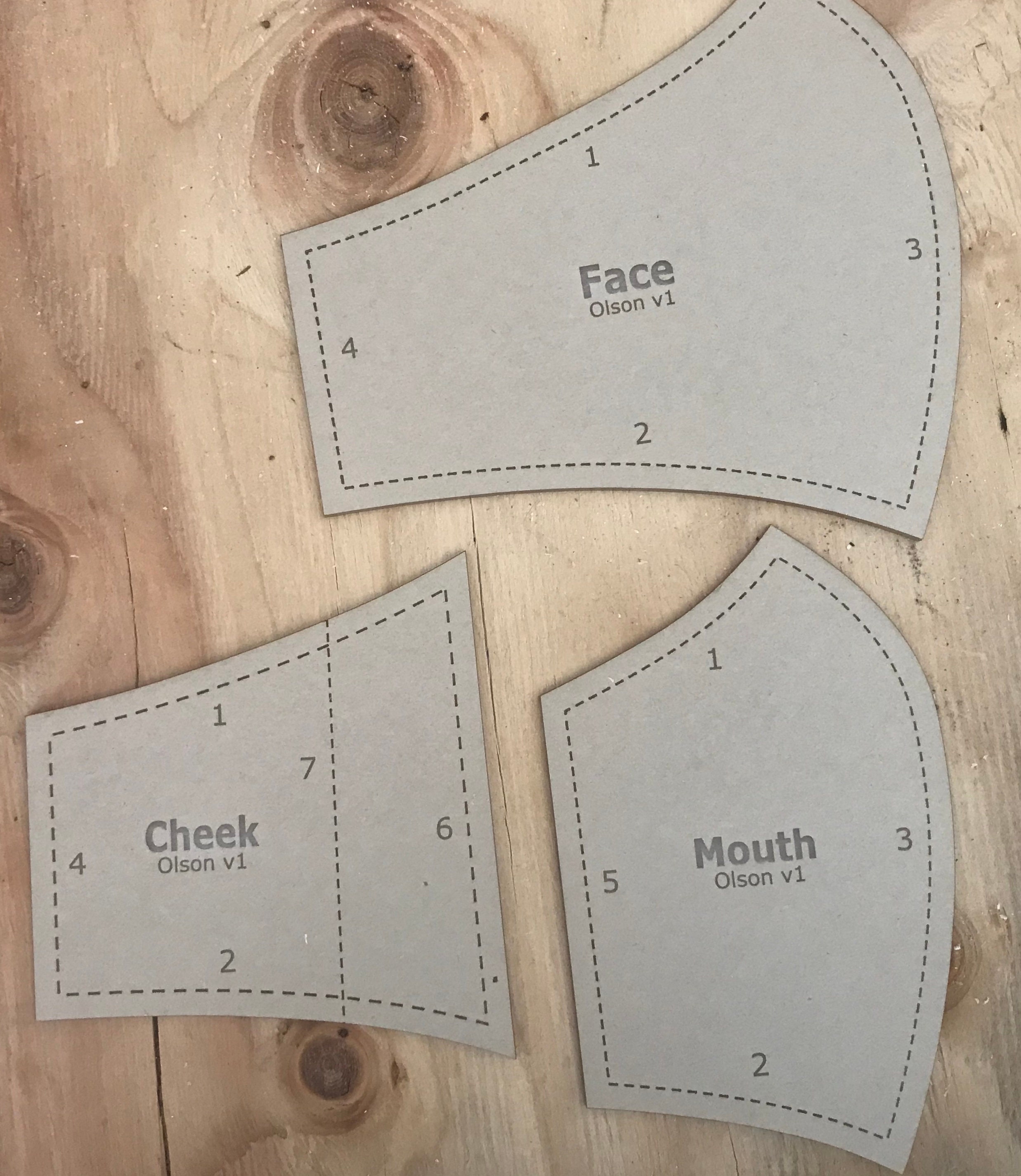Acrylic Templates for OLSON Face Mask Pattern Version 1 | Etsy
