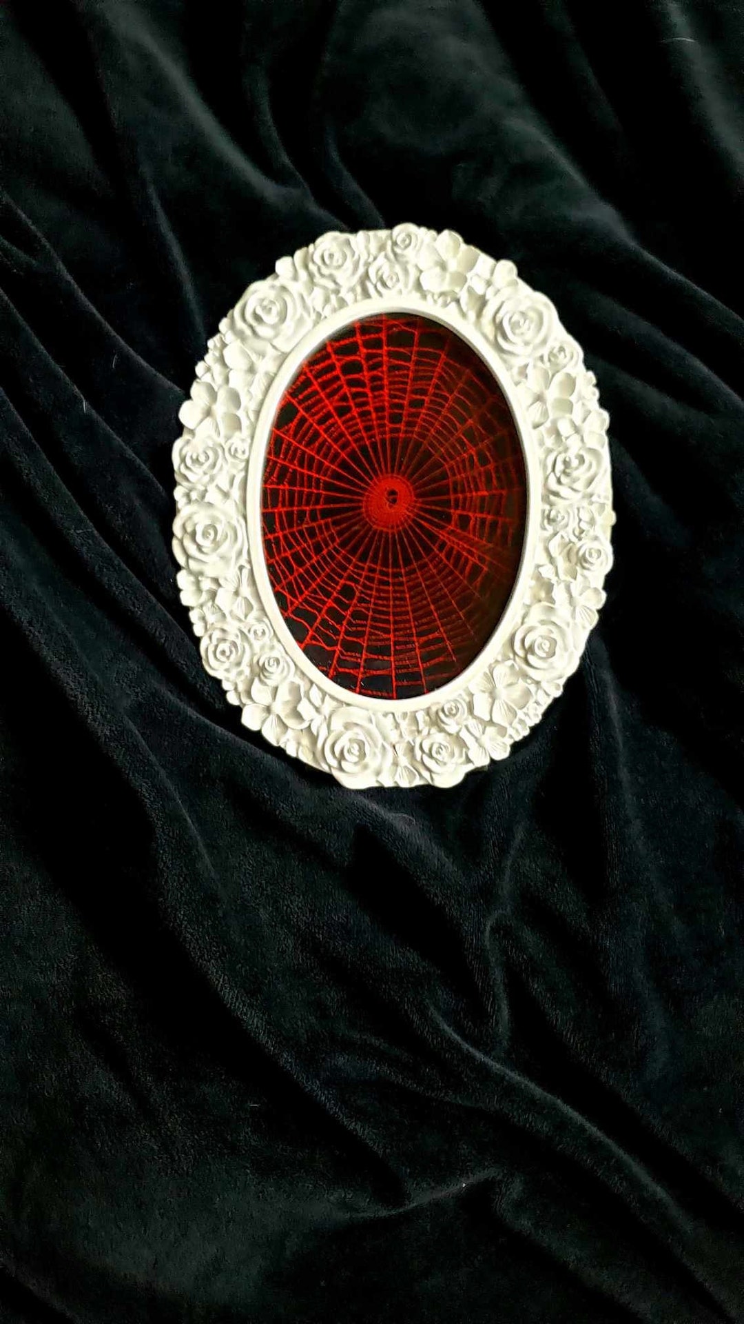 Preserved Real Red Spider Web, Gothic Home Decor, Oval Antique Frame ...