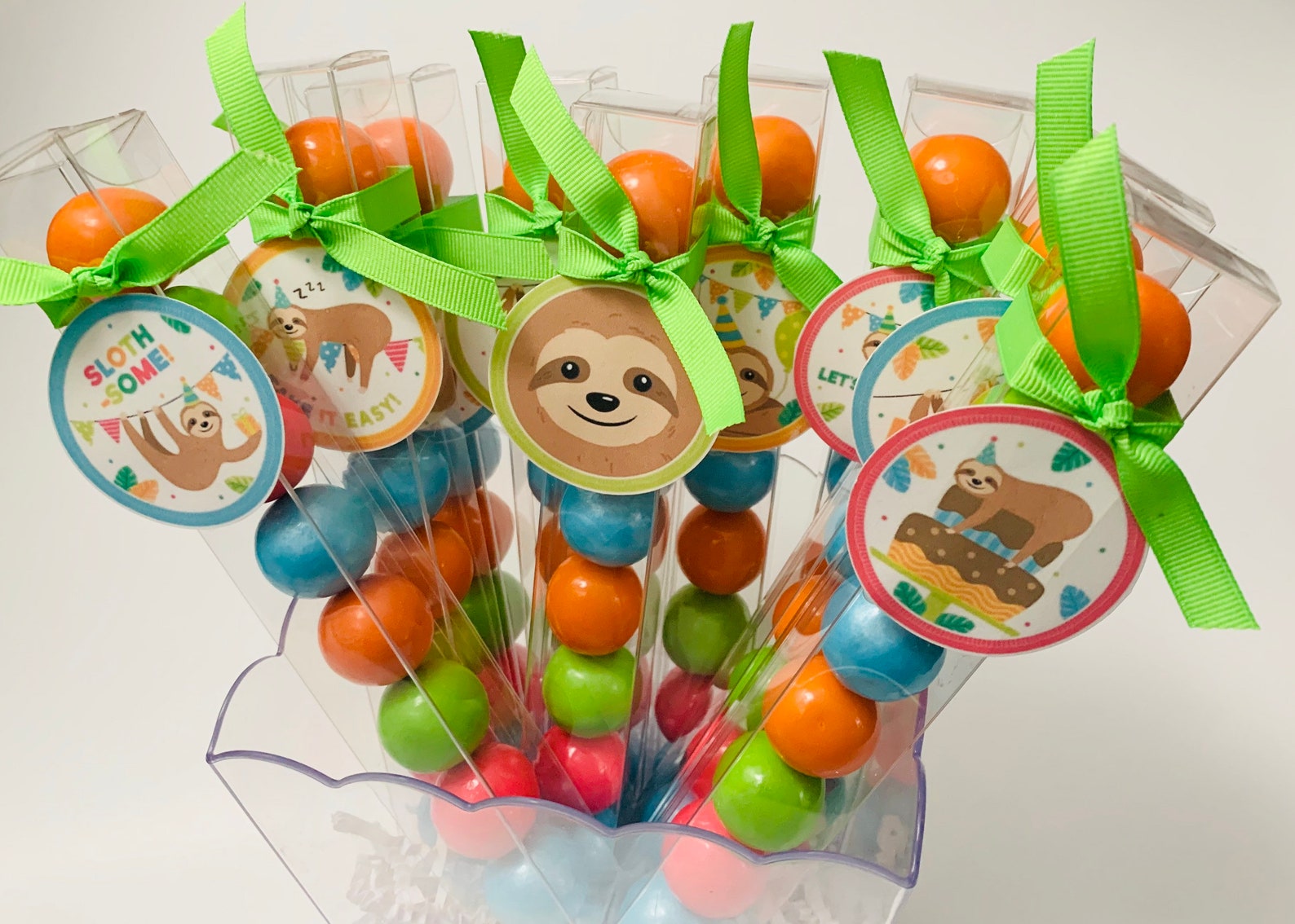 Sloth, Birthday Party, Party Favor Gumball Candy, Set of 12 - Etsy