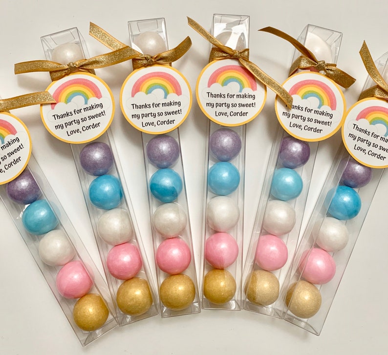 Rainbow Birthday Party Personalized Gumball Favors Set of 6 - Etsy