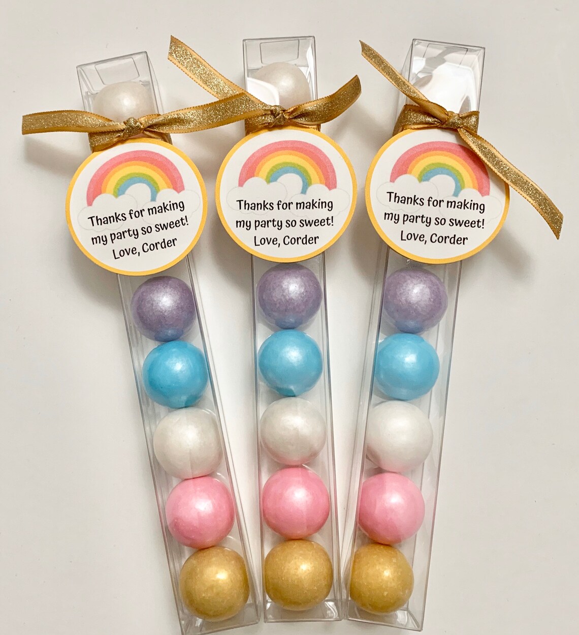 Rainbow Birthday Party Personalized Gumball Favors Set of 6 - Etsy