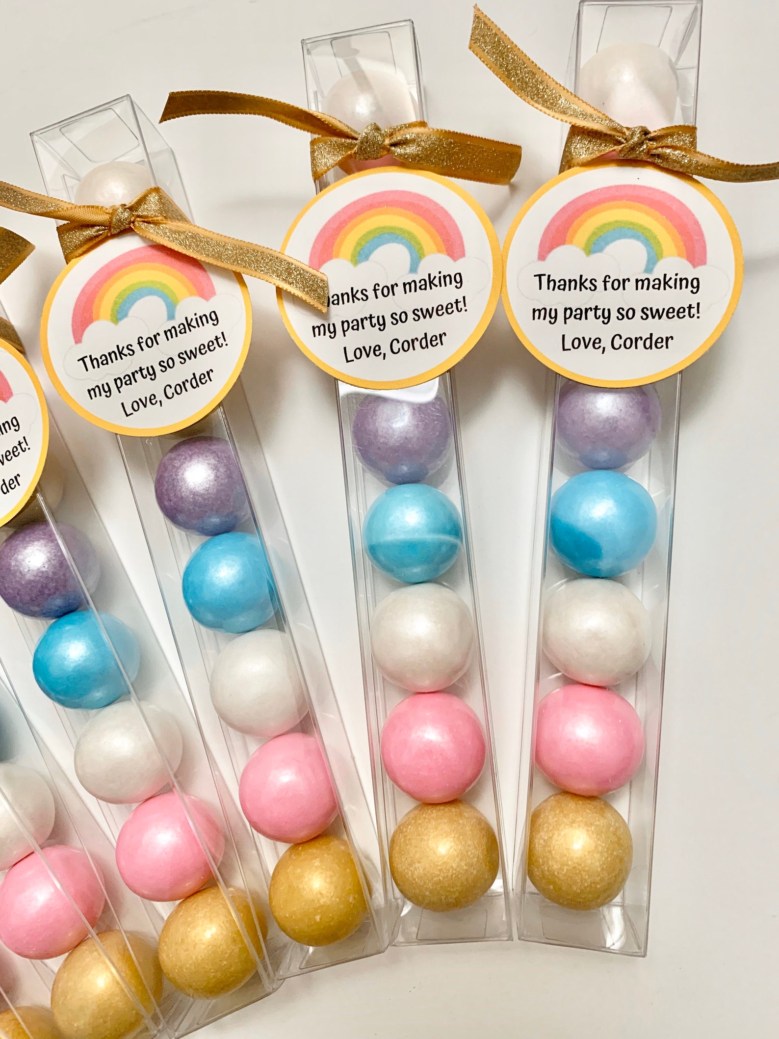 Rainbow Birthday Party Personalized Gumball Favors Set of 6 - Etsy