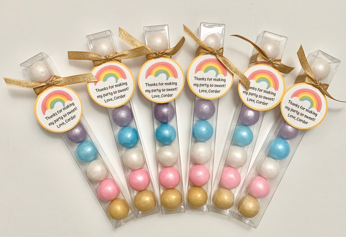 Rainbow Birthday Party Personalized Gumball Favors Set of 6 - Etsy