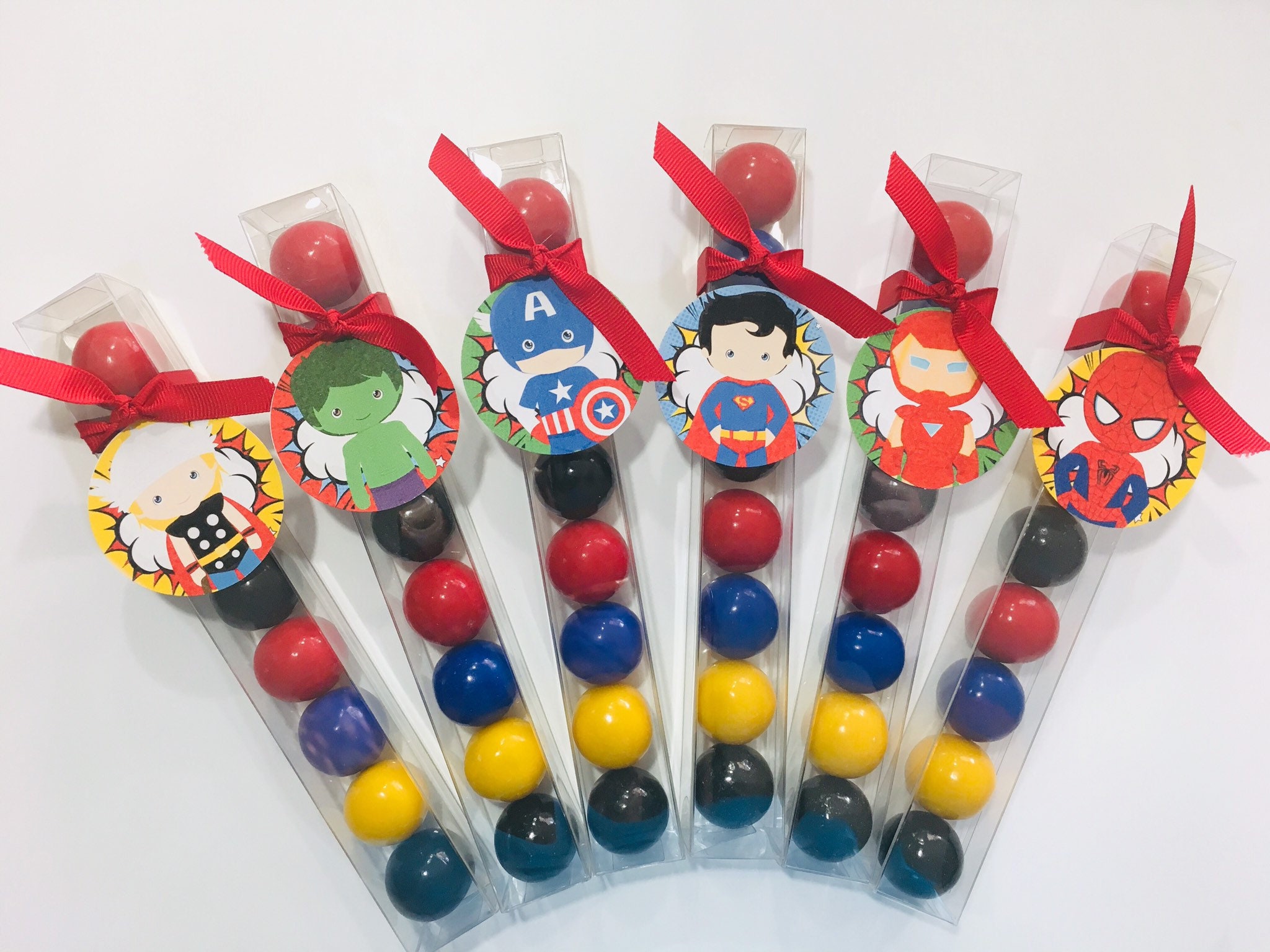 Super Heroes Birthday Party Favor Gumball Candy Set of 6 - Etsy