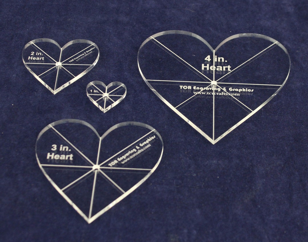 Heart Template 4 Piece Set. 1,2,3,4 Inch - Clear 1/8 Inch Thick W ...