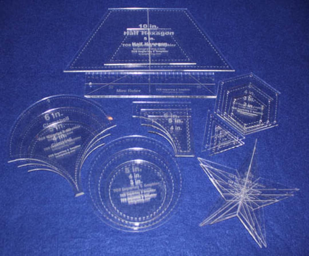 Laser Cut Quilt Templates - 1/8" Acrylic-clear - Gift Set - 21 Pieces ...