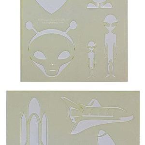 Aliens-spaceships 2 Pc Set 8" X 10" - Stencil- 14 Mil Mylar - Etsy