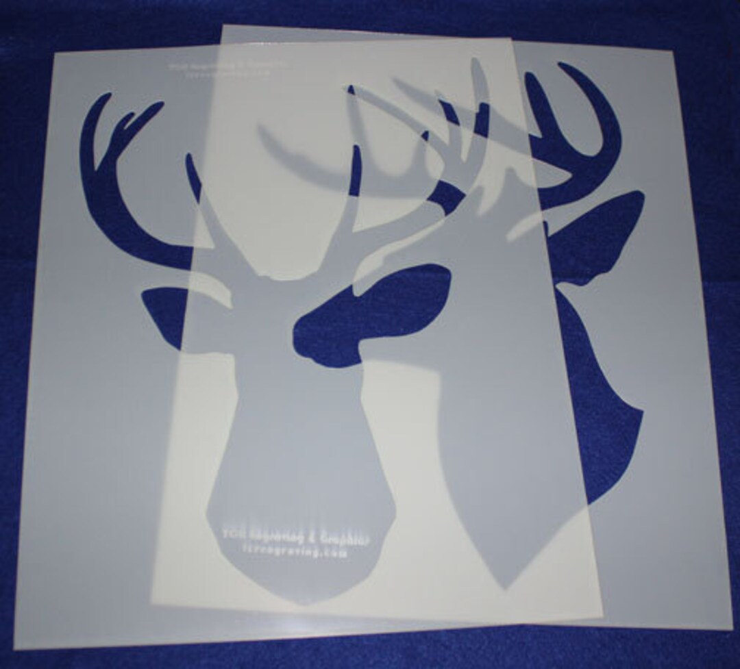 2 Piece Buck-deer Head Stencils F/s-mylar 14 Mil Large - Painting ...