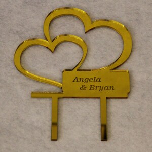 Double Heart Cake Topper - 1/8" Acrylic - Engagement- Wedding- Free ...