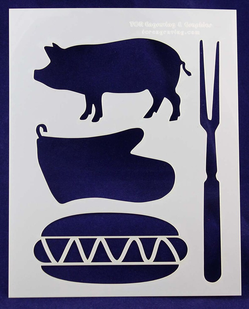 Bbq/grilling Stencils- 2 Pc Set- 8 X 10 -14 Mil Mylar Painting/crafts ...