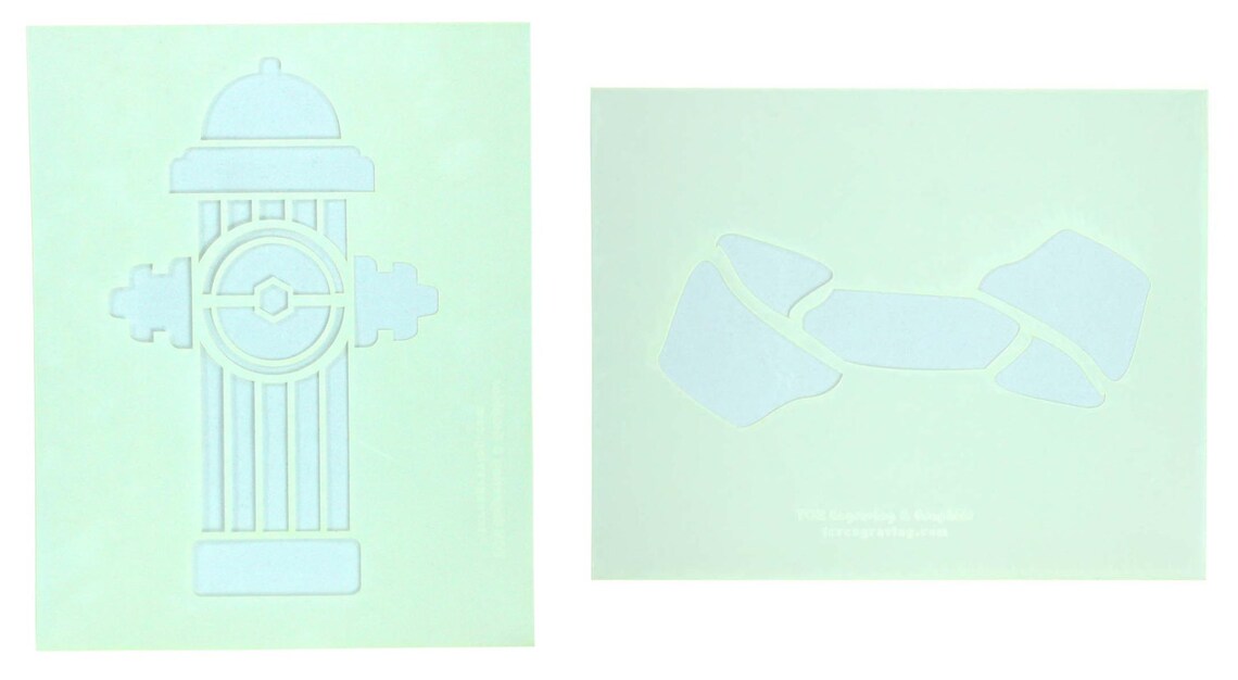 2 Piece Set -fire Hydrant/dog Bone 8" X 10" - Stencil- 14 Mil Mylar - Etsy