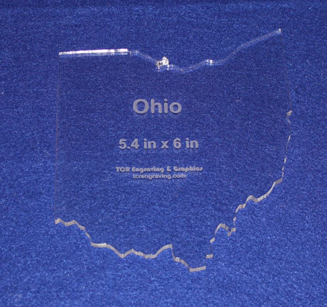 State of Ohio 5.4" X 6" ~ 1/4" Quilt Template- Acrylic - Long Arm/hand ...