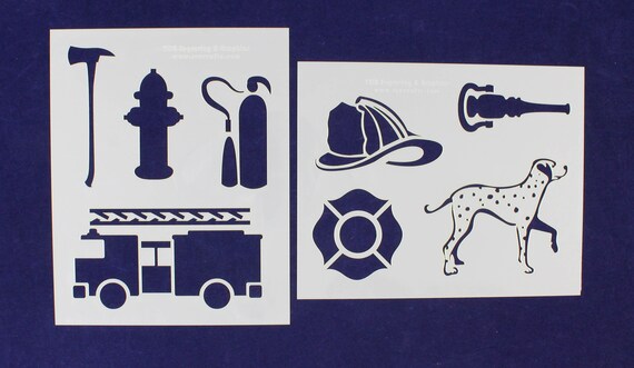 2 Piece Fire Department Set 8 X 10 Stencil 14 | Etsy