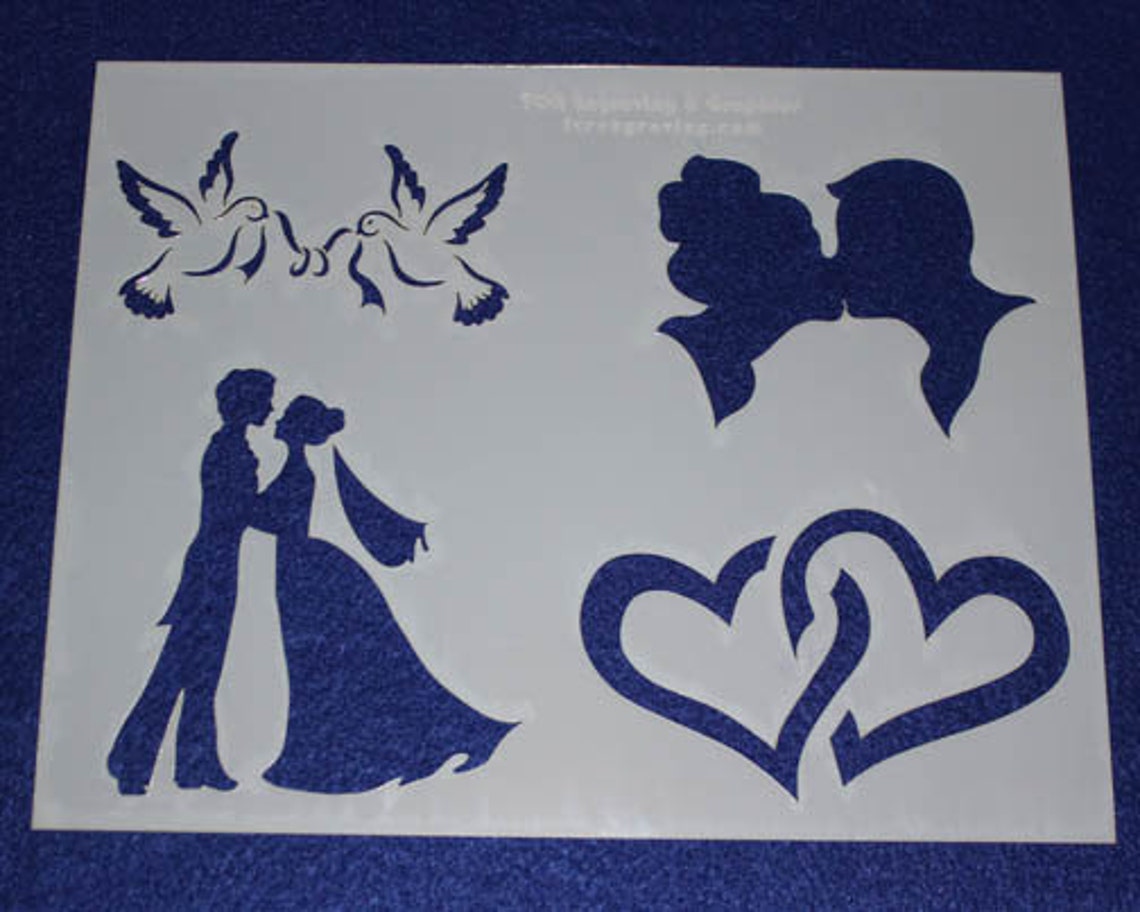 2 Piece Set 8" X 10" -wedding Stencil- 14 Mil Mylar - Etsy