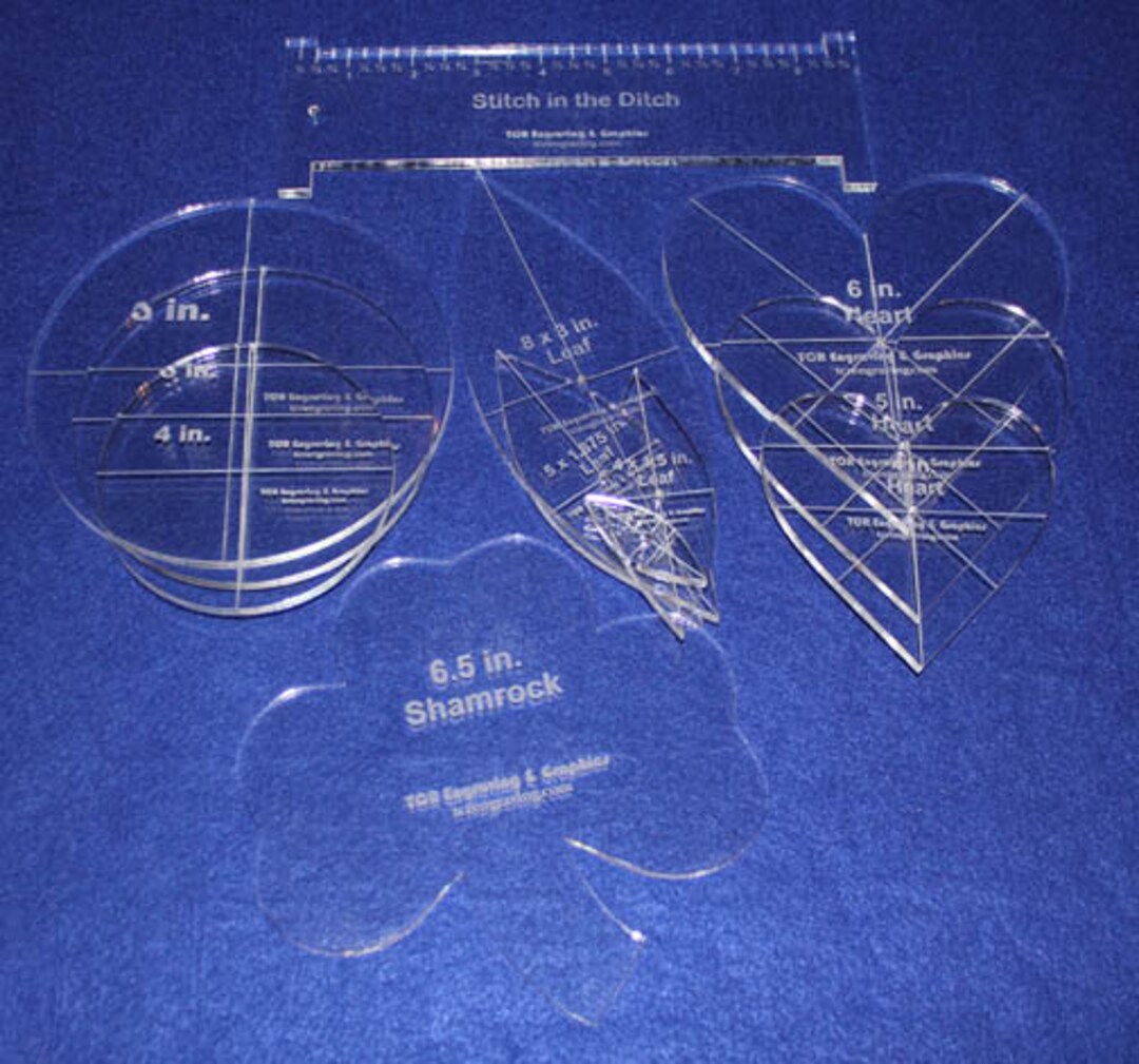 Laser Cut Quilt Templates - 1/4" Acrylic-clear - Gift Set - 12 Pieces ...
