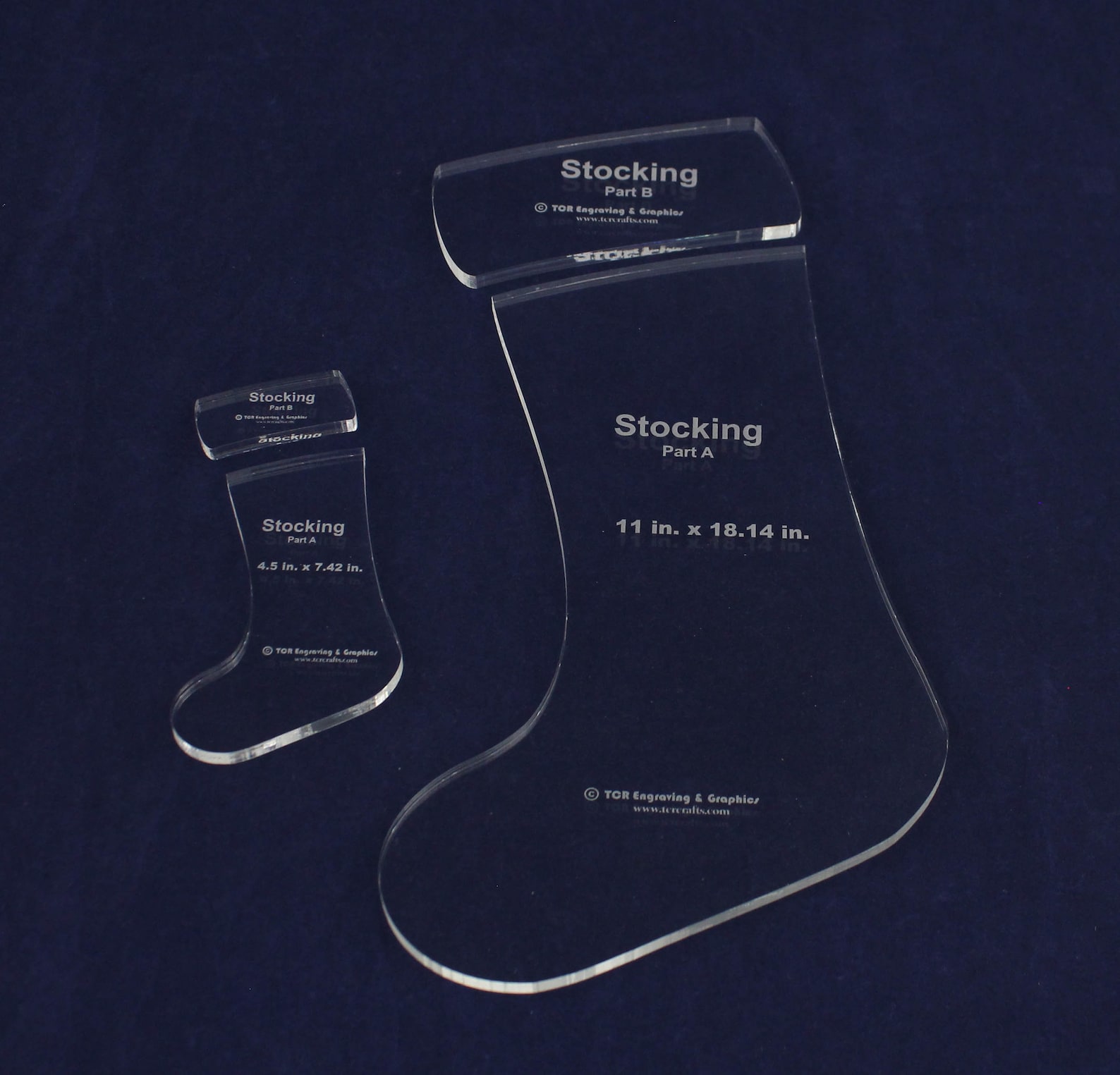 Holiday Stocking 4 Piece Set 4.5 X 7.42 and 11 X 18 Inches With Cuffs 1 ...