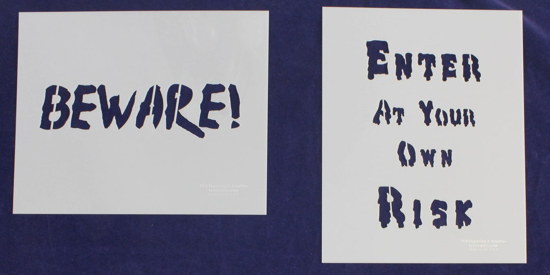 2 Piece Scary Halloween Sign Set 8" X 10" - Stencil- 14 Mil Mylar - Etsy
