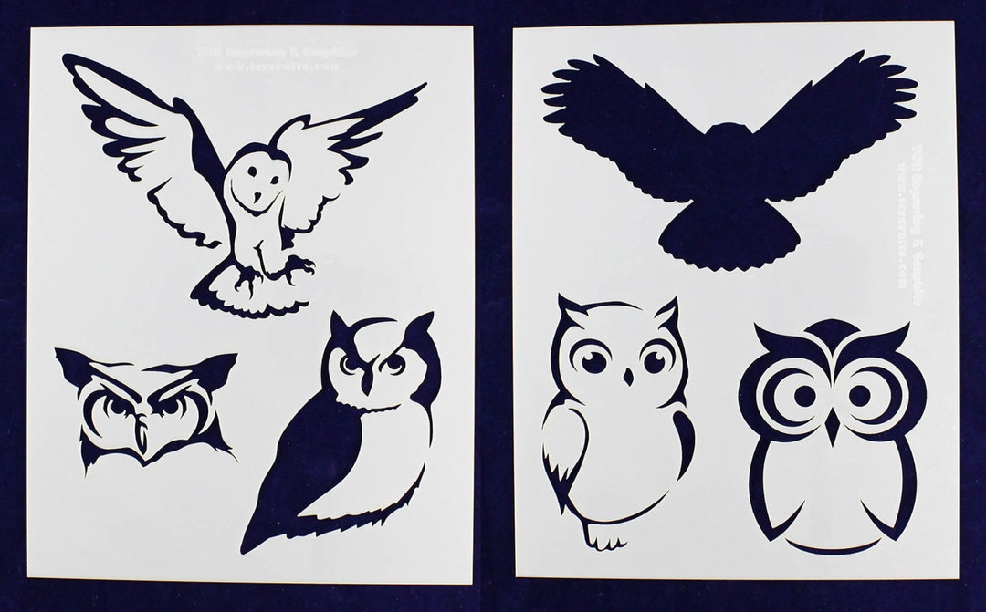 Owls Stencil Set 8" X 10" - Stencil- 14 Mil Mylar - 2 Pieces - Etsy