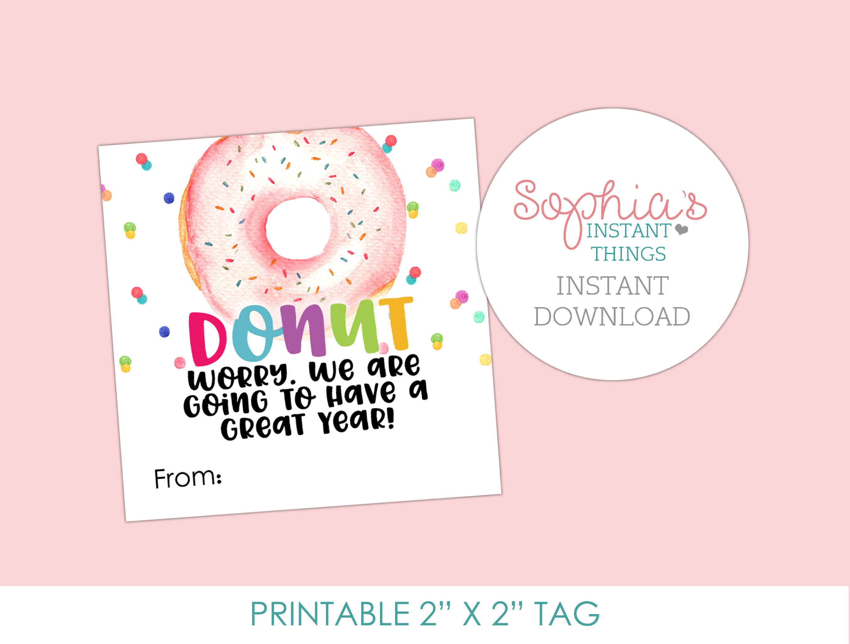 PRINTABLE Back to School Gift Tag, Donut Worry Gift Tags, First Day of ...
